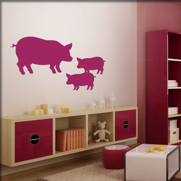 Schwein, Sau, Ferkle, Schweinchen, Wandtattoo Wandaufkleber | Wandartisten